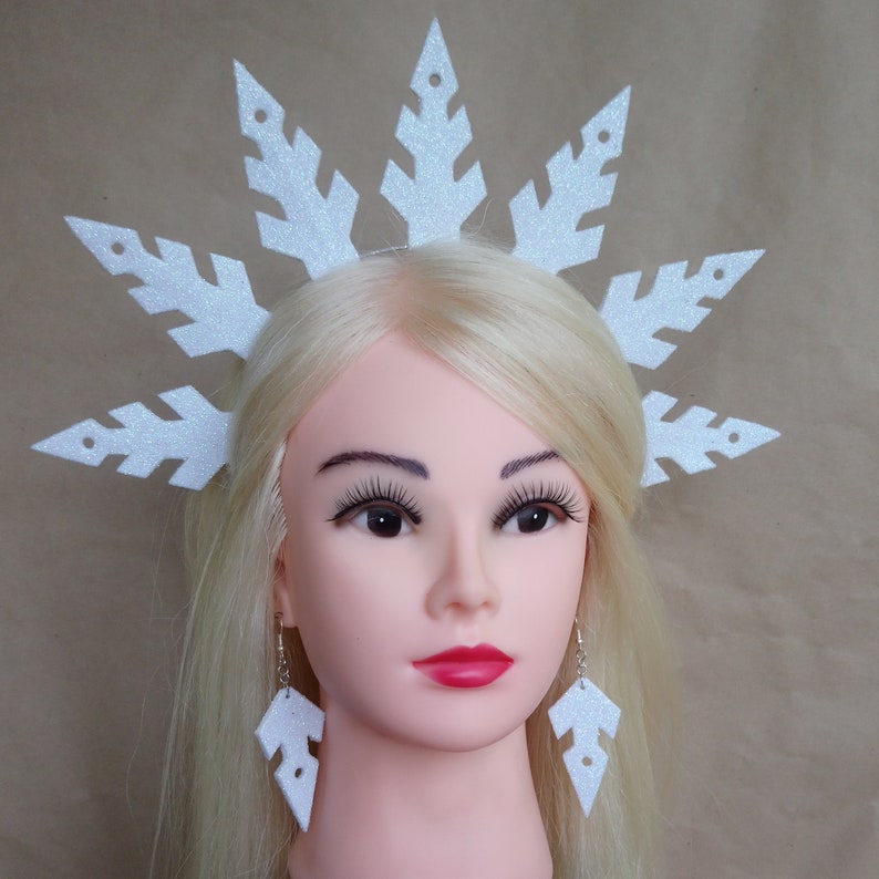 Christmas Snowflake Crown Headband White Glitter Frozen - Etsy