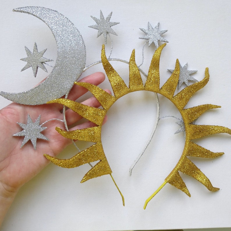 Set of Sun and Moon Headbands Halloween Crown | Etsy
