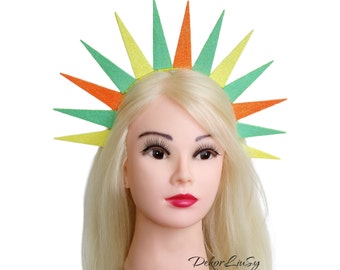 Rainbow Glitter Headband Holiday Halo Crown Halloween Headpiece - Etsy