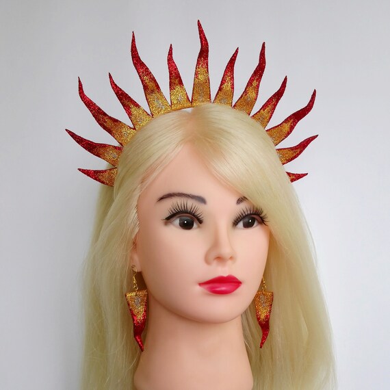 Fire Crown Red Flame Headband Phoenix Headdress Halloween | Etsy