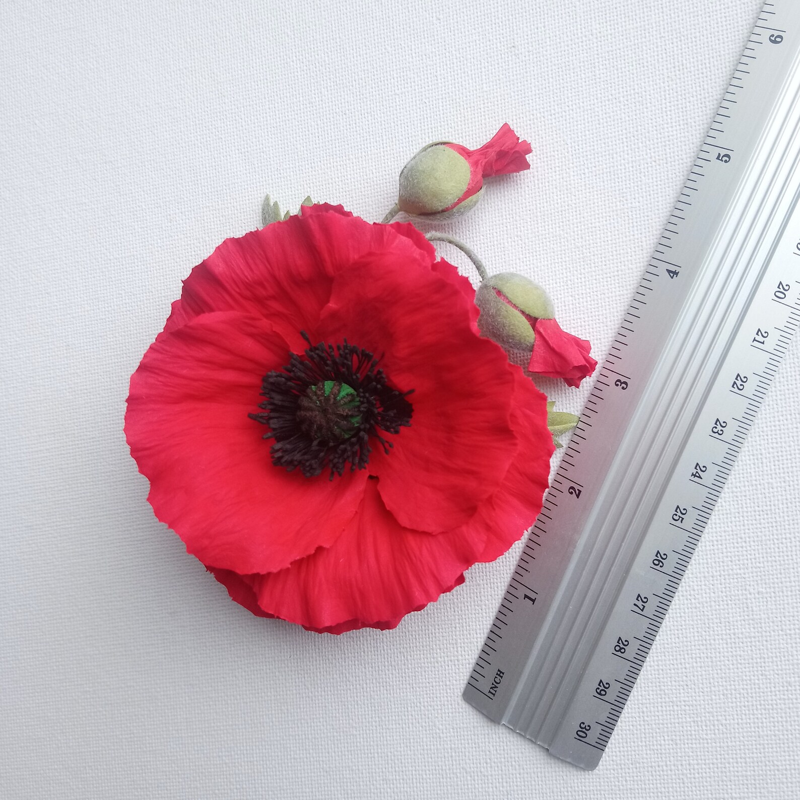 Red Poppy Brooch Realistic Red Poppy Flower Brooch Summer | Etsy