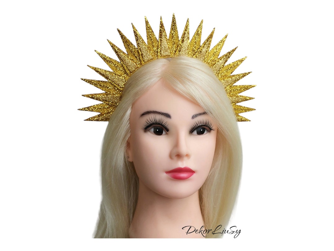 Gold Rays Crown Gold Sun Headband Sun Queen Headdress Sun Halo Goddess ...