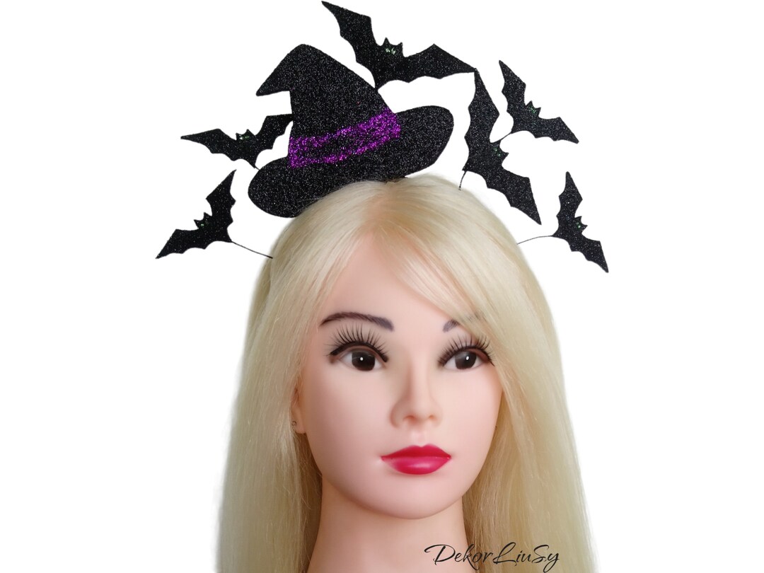 Halloween Black Hat Headband Bat Headpiece - Etsy