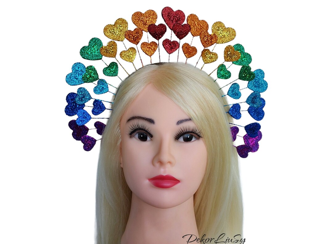 Rainbow Hearts Holiday Crown - Etsy