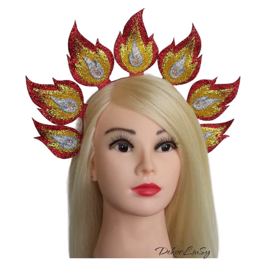 Flame Crown Red Glitter Fire Headband Phoenix Headpiece - Etsy