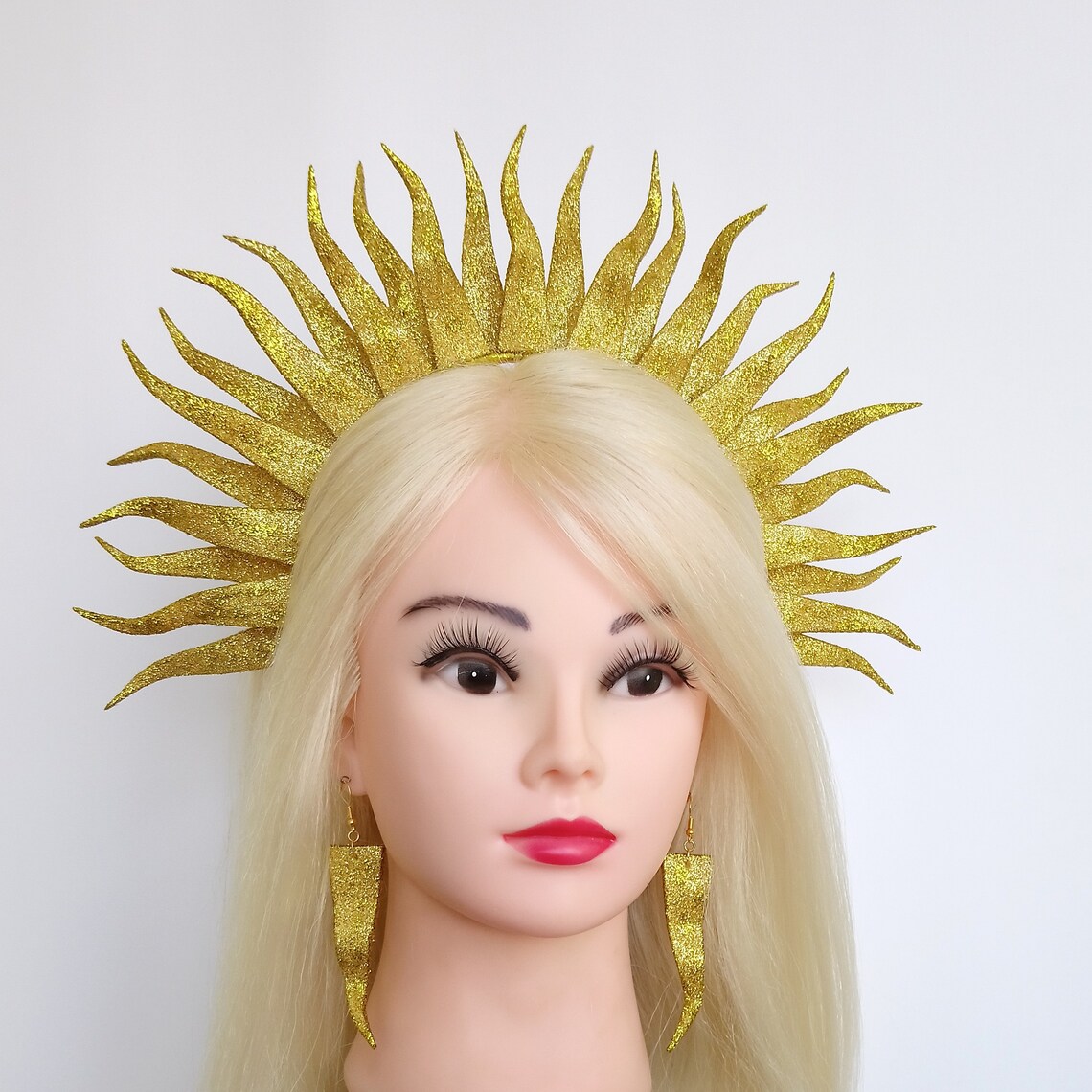 Gold sun crown Sun queen headdress sun halo Aztec goddess | Etsy