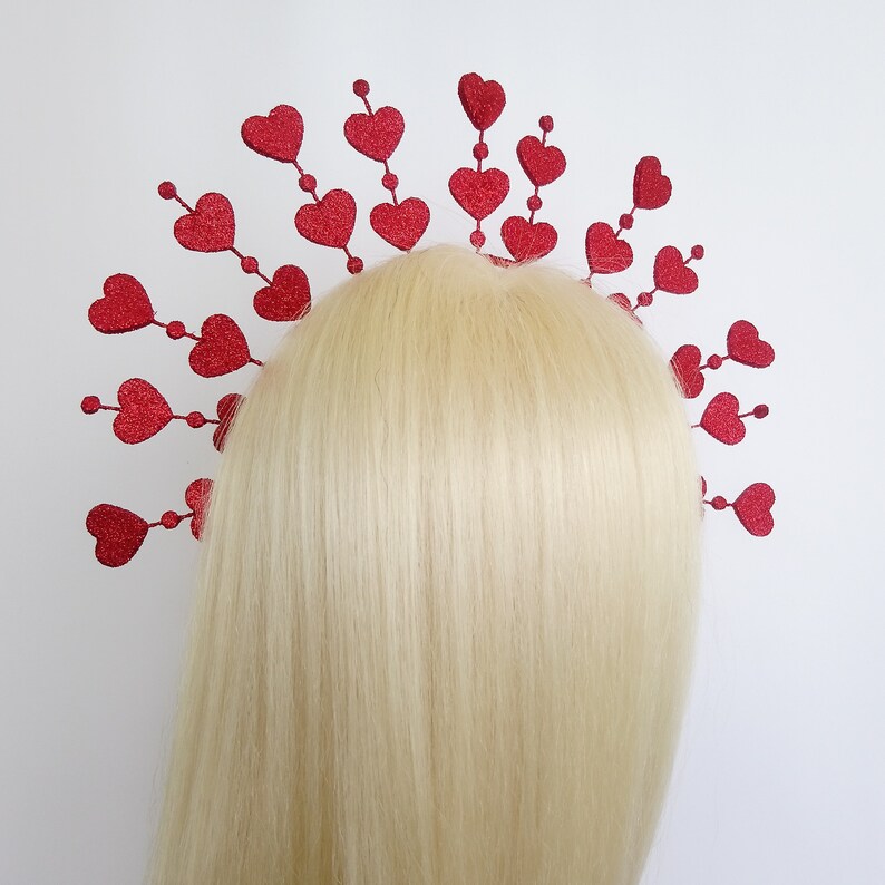 Valentine Day Red Heart Crown Glitter Holiday Headband | Etsy