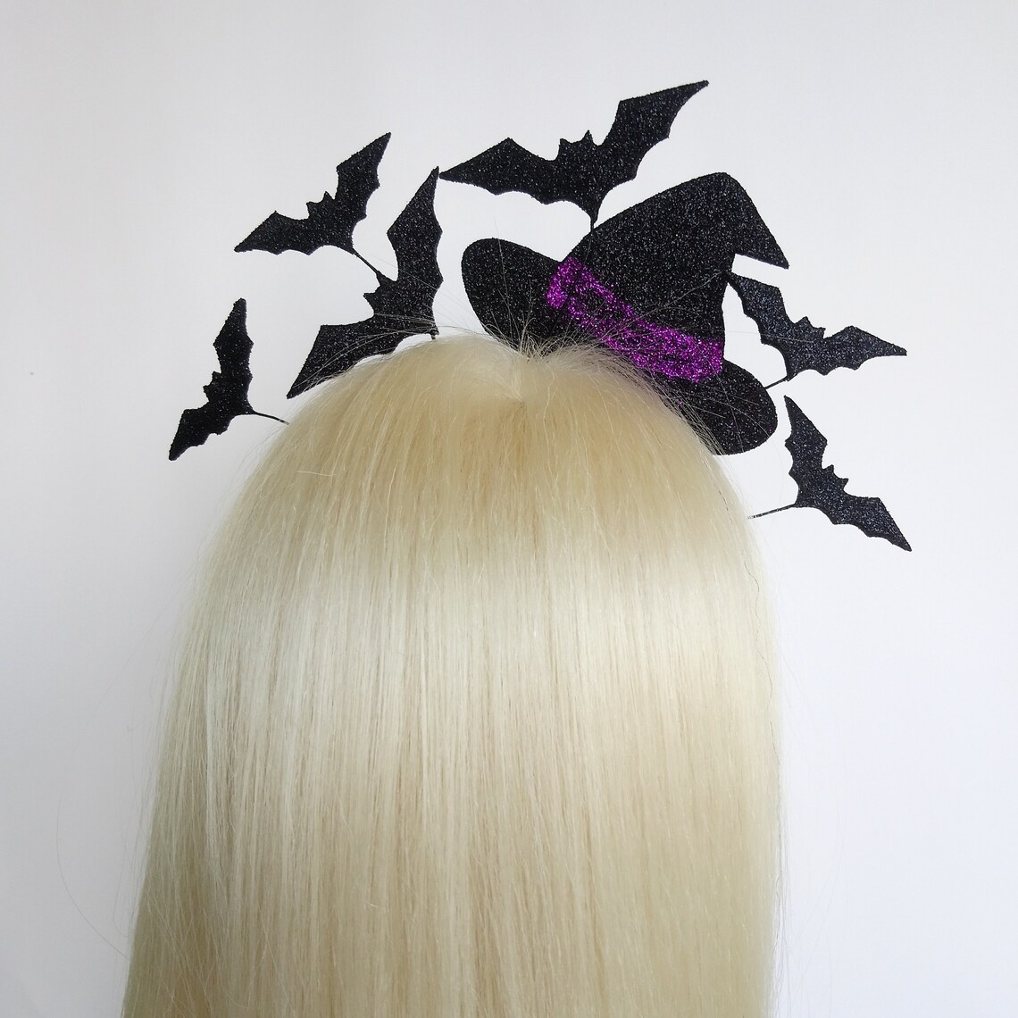 Halloween black hat headband Bat headpiece | Etsy