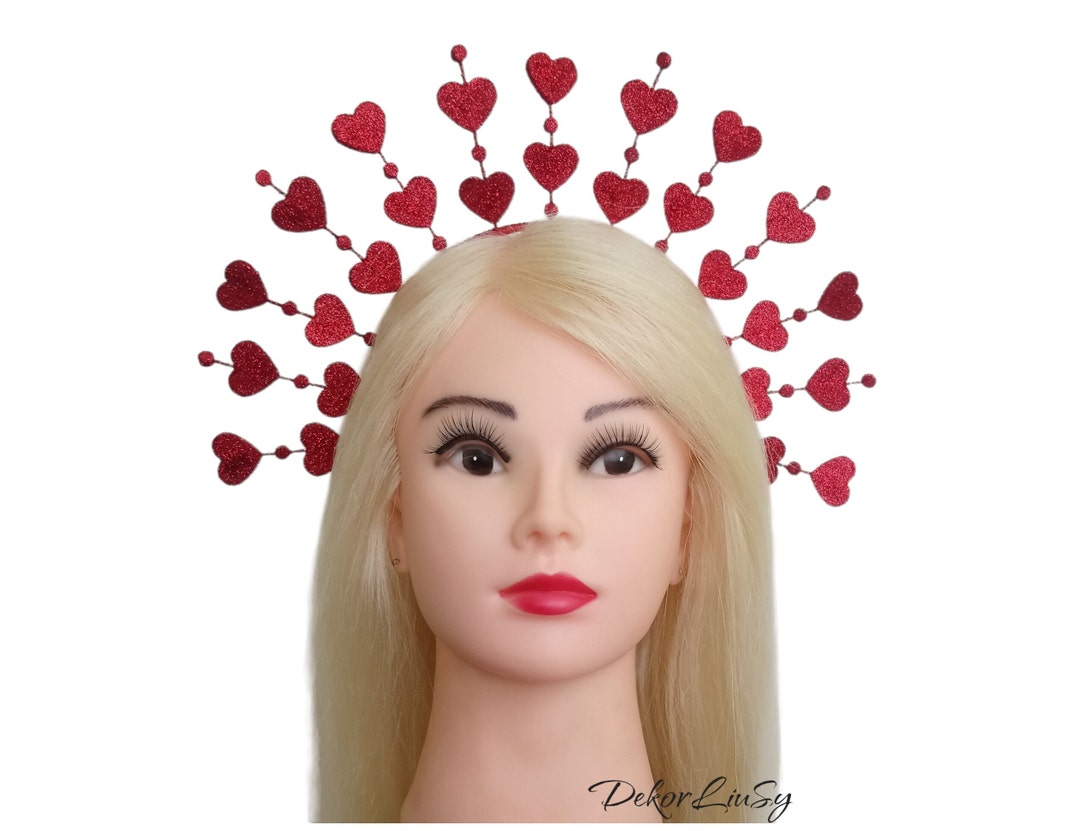 Valentine Day Red Heart Crown Glitter Holiday Headband - Etsy