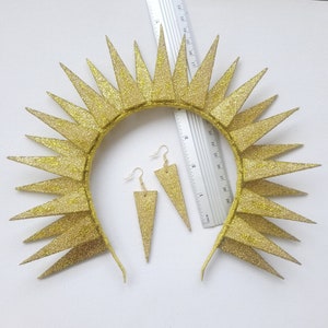 Gold rays crown Gold sun headband Sun Queen headdress Sun Halo | Etsy