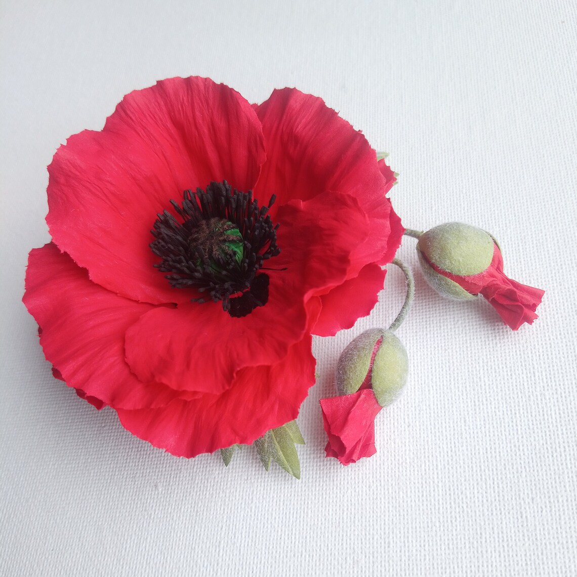 Red Poppy Brooch Realistic Red Poppy Flower Brooch Summer - Etsy