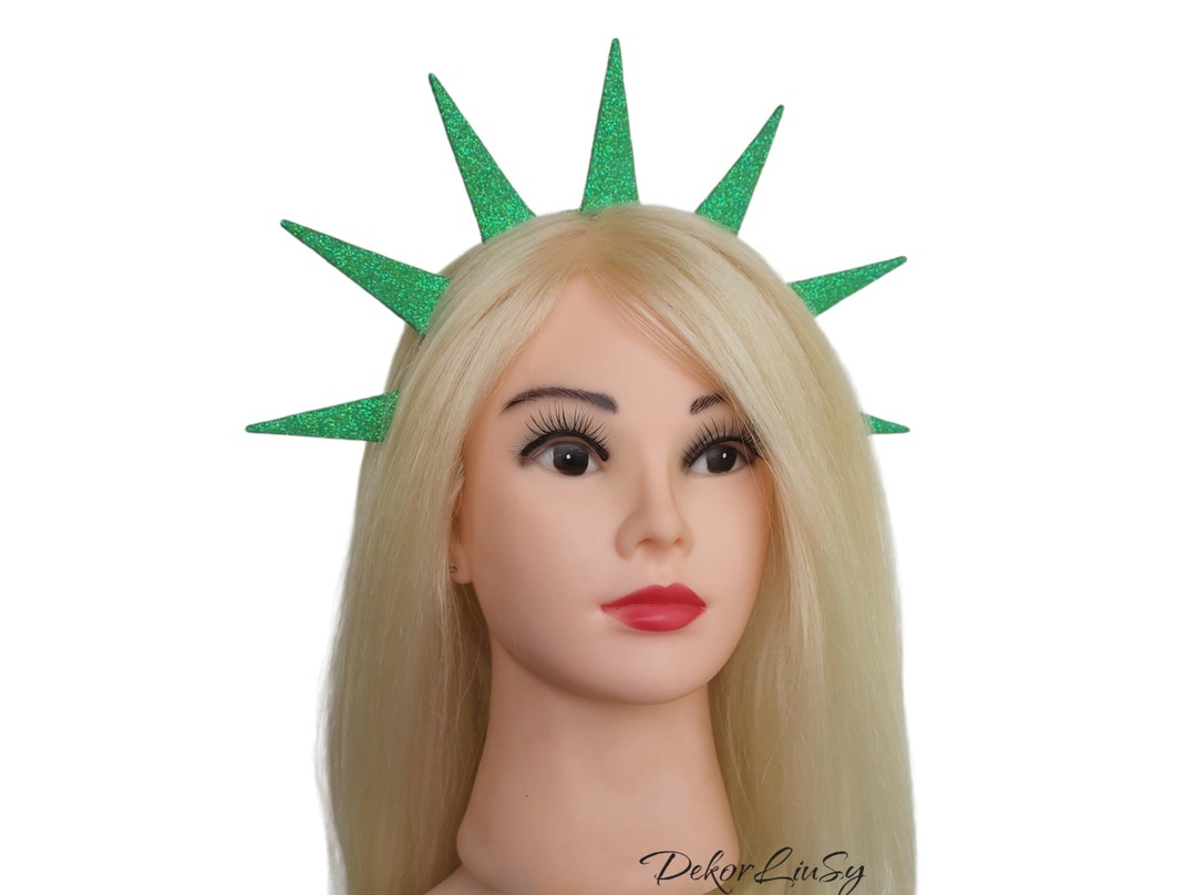 Statue Liberty Crown Lady Liberty Glitter Headband Green Spikes Halo ...