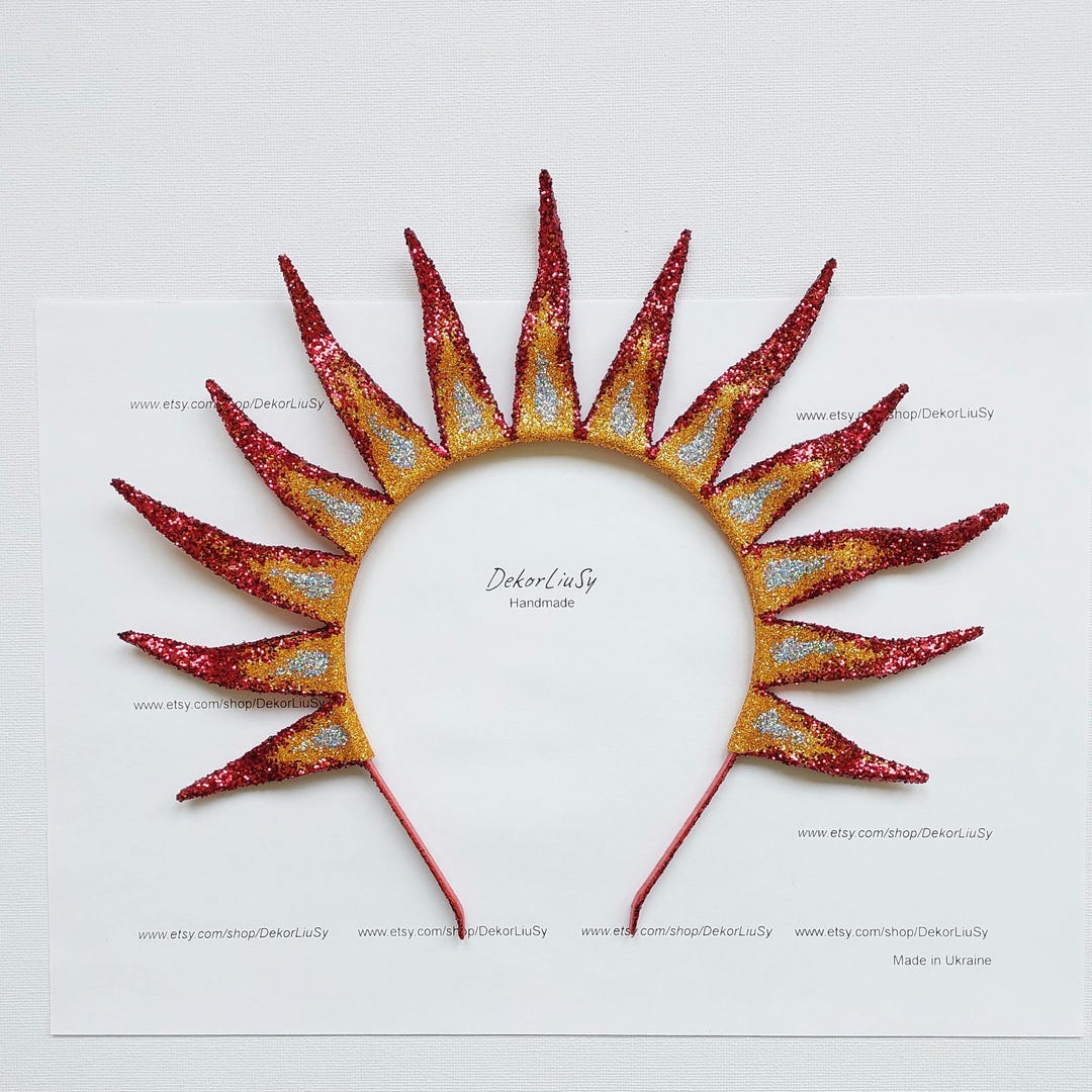 Fire Crown Red Flame Headband Phoenix Headdress Halloween Headpiece Sun ...