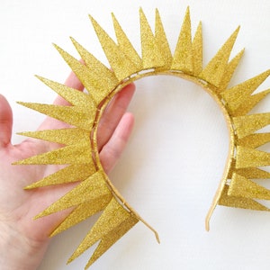 Gold rays crown Gold sun headband Sun Queen headdress Sun Halo | Etsy