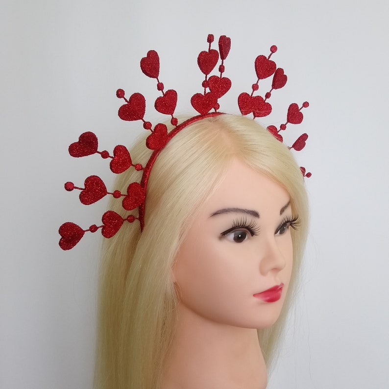 Valentine Day Red Heart Crown Glitter Holiday Headband | Etsy