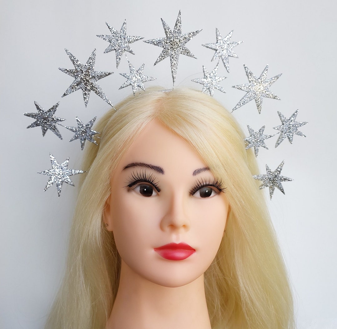 Christmas Celestial Glitter Stars Crown Burthday Glitter Halo Crown - Etsy