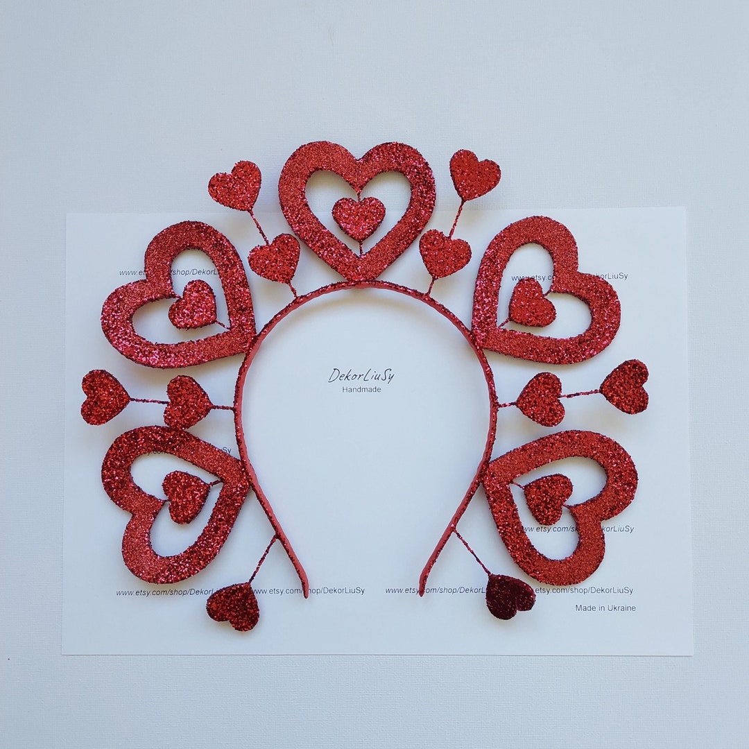 Red Heart Crown Valentine's Day Headband - Etsy