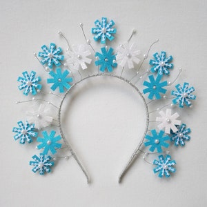 Snowflake Crown Headband Christmas Frozen Headpiece Glitter Winter Snow ...