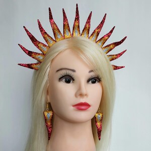 Fire Crown Red Flame Headband Phoenix Headdress Halloween Headpiece Sun ...