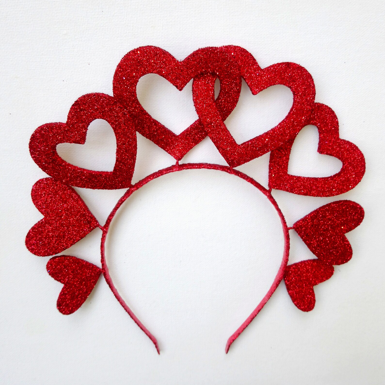 Valentine day red heart crown Glitter holiday headband | Etsy