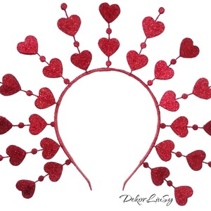 Valentine Day Red Heart Crown Glitter Holiday Headband - Etsy