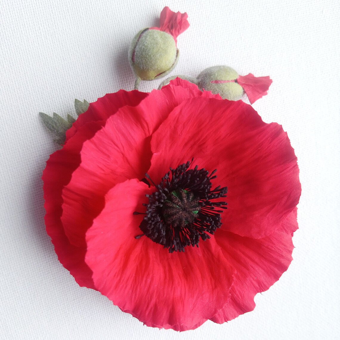 Red Poppy Brooch Realistic Red Poppy Flower Brooch Summer - Etsy