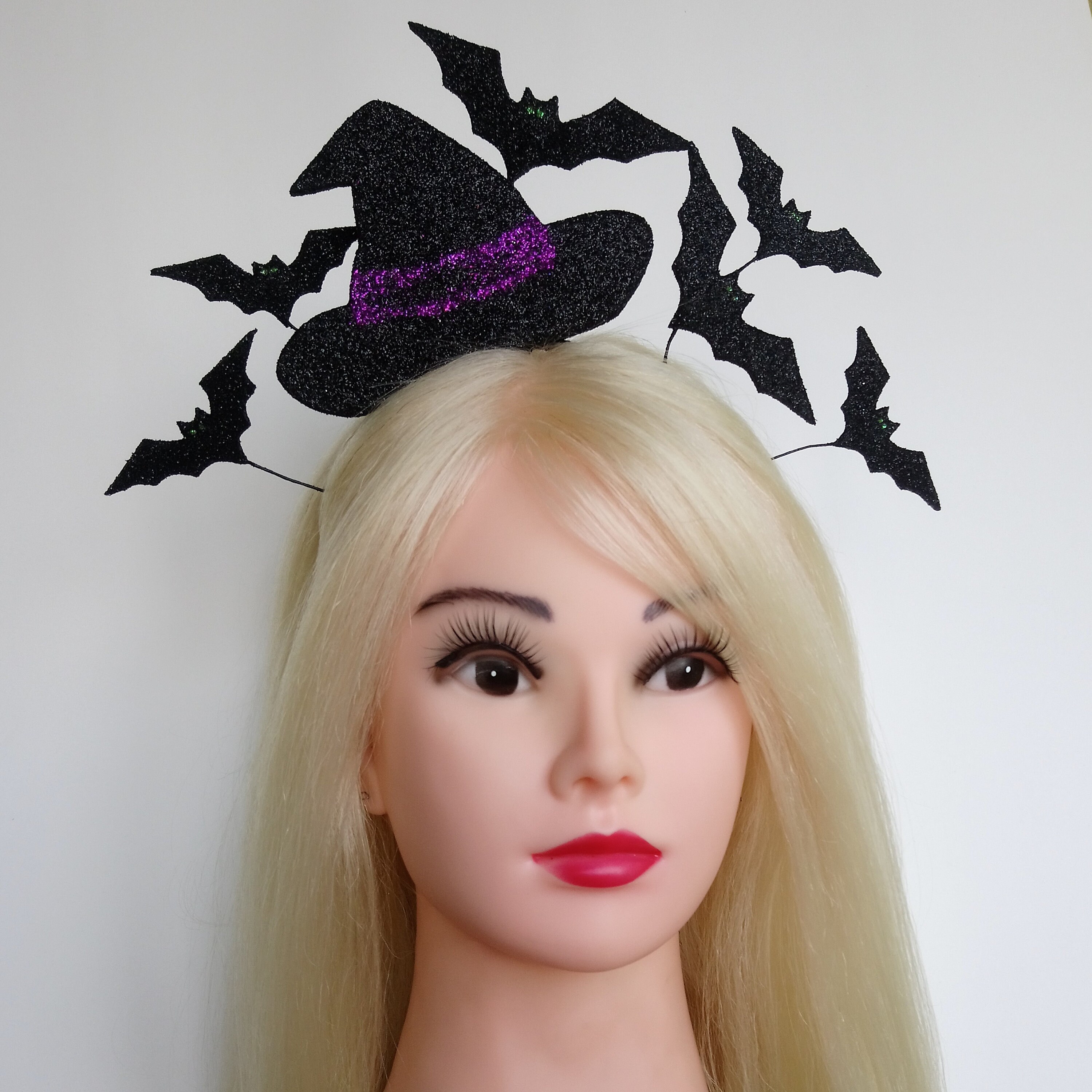Halloween black hat headband Bat headpiece | Etsy