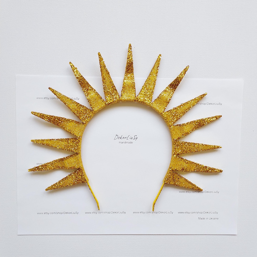 Halloween Gold Sun Crown Glitter Sun Halo Christmas Headband Celestial ...