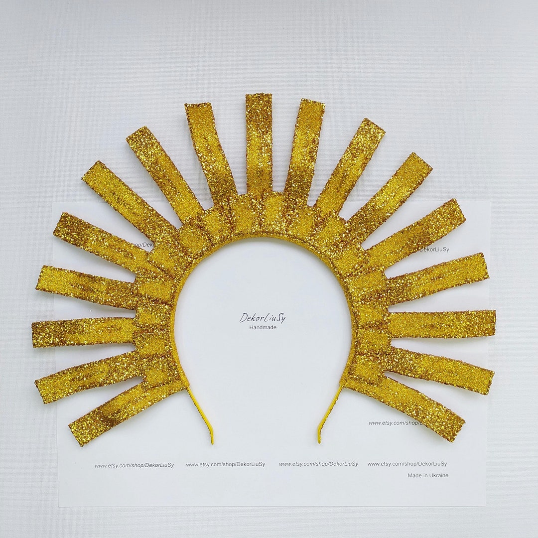 Sun Goddess Halo Gold Sun Glitter Crown Sun Headband - Etsy