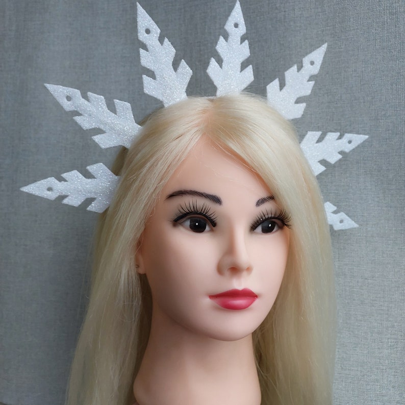 Christmas Snowflake Crown Headband White Glitter Frozen - Etsy