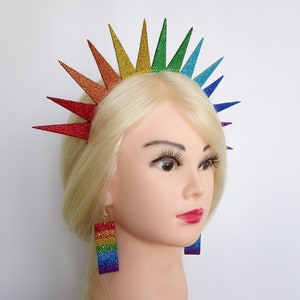Rainbow Glitter Headband Holiday Halo Crown Halloween - Etsy