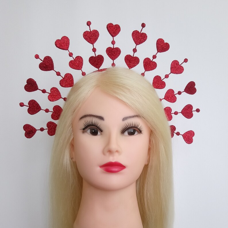 Valentine Day Red Heart Crown Glitter Holiday Headband | Etsy