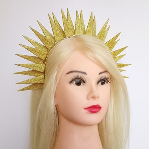 Gold rays crown Gold sun headband Sun Queen headdress Sun Halo | Etsy