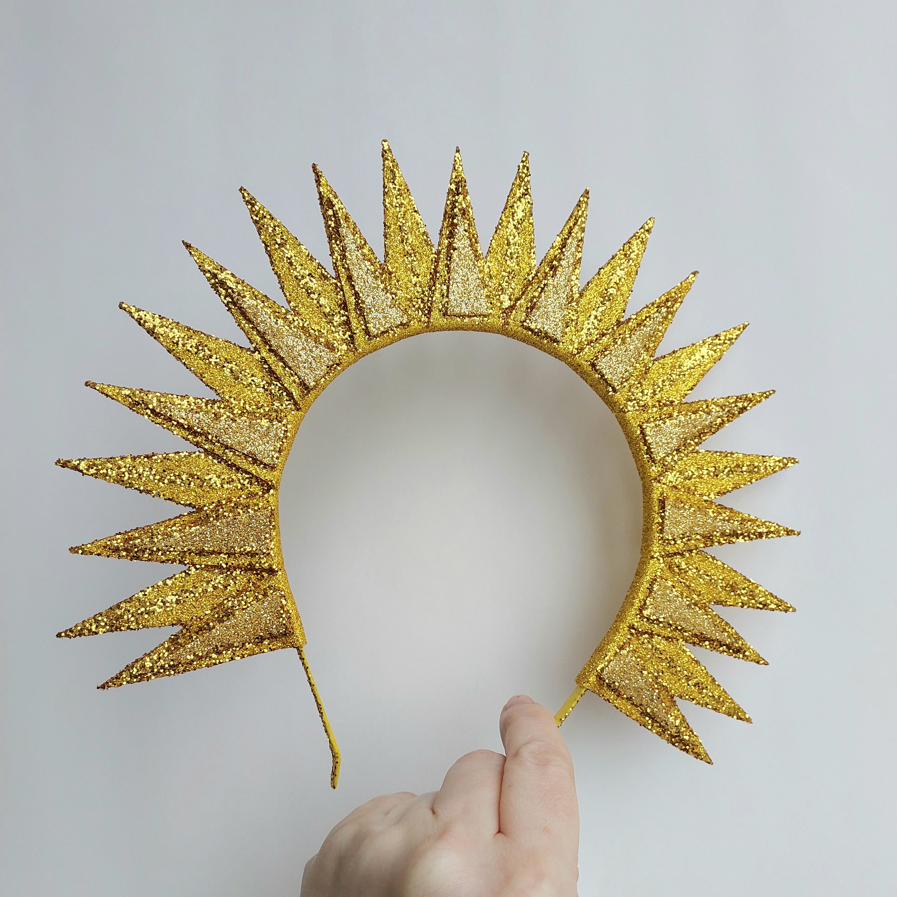 Gold Glitter Sunburst Crown Sun Queen Headdress Festival Costume - Etsy