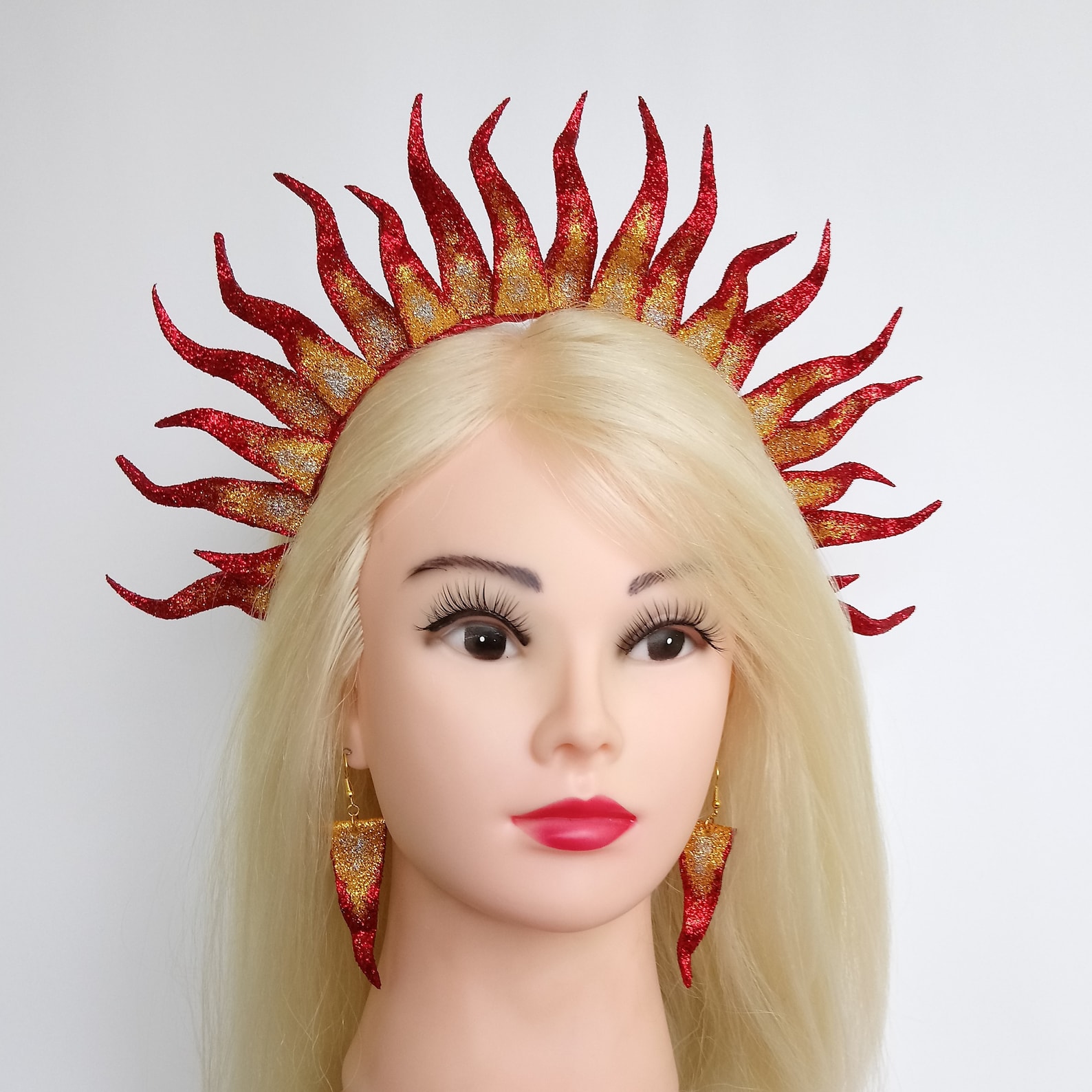 Flame Crown Red Fire Headband Phoenix Headpiece Halloween Sun Etsy