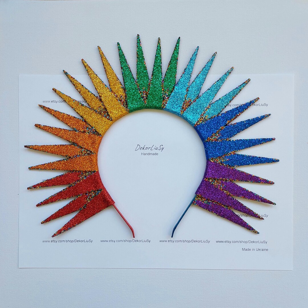 Rainbow Glitter Headband Holiday Rainbow Crown Burthday Headband ...