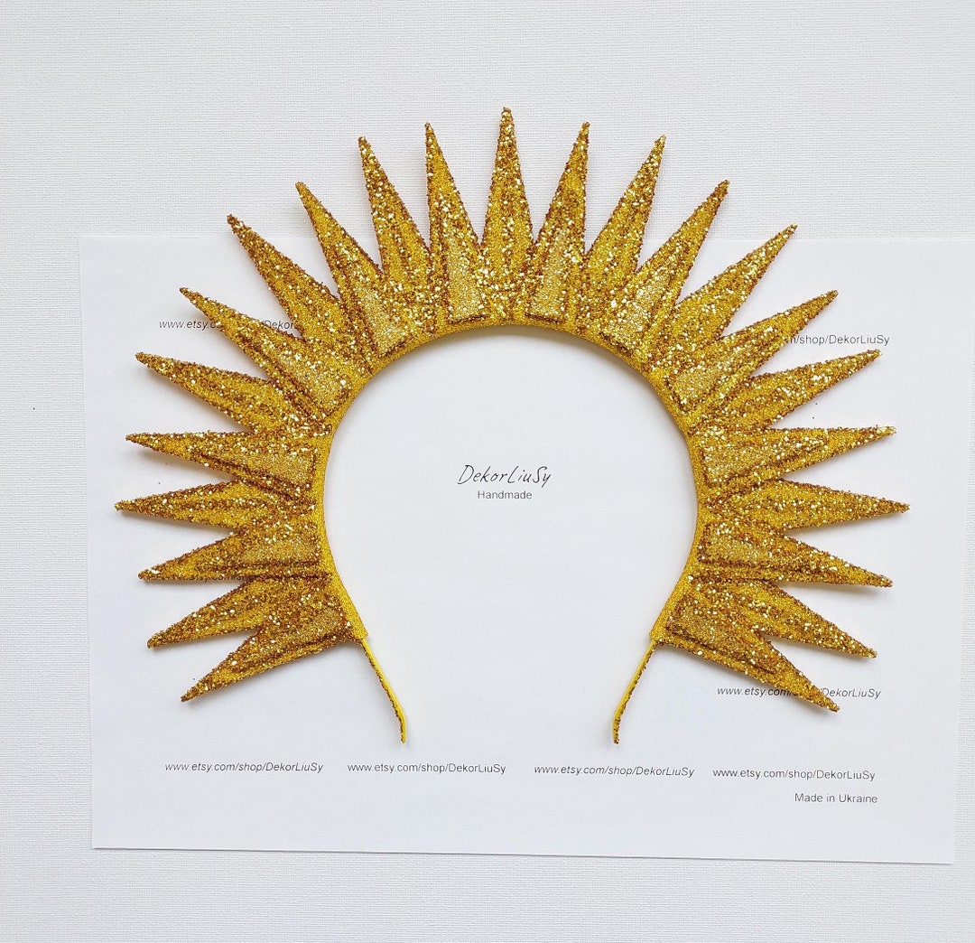 Gold Rays Crown Gold Sun Headband Sun Queen Headdress Sun Halo Goddess ...