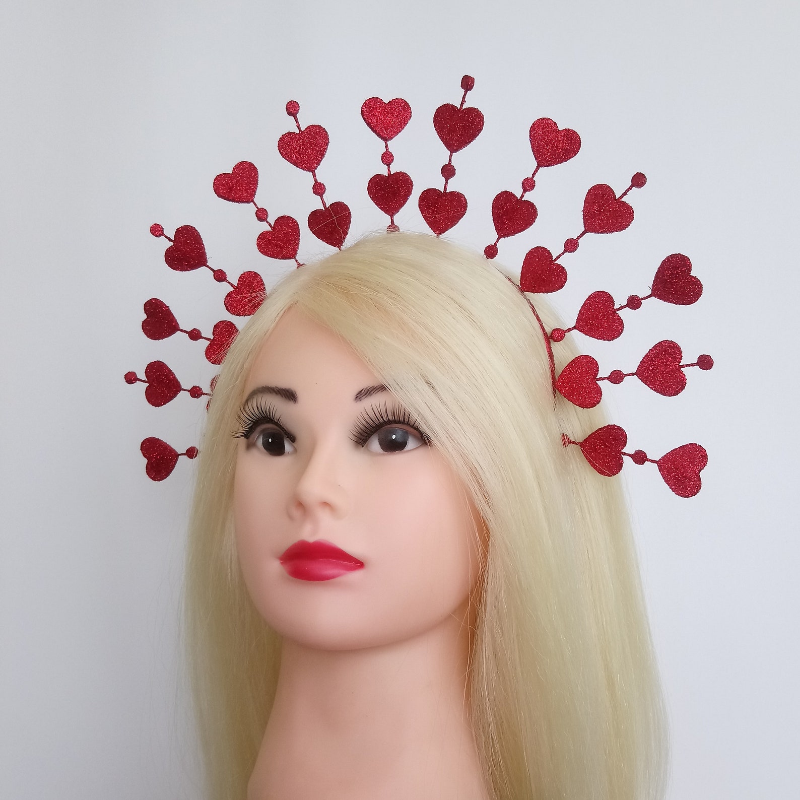 Valentine Day Red Heart Crown Glitter Holiday Headband | Etsy