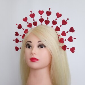 Valentine Day Red Heart Crown Glitter Holiday Headband | Etsy