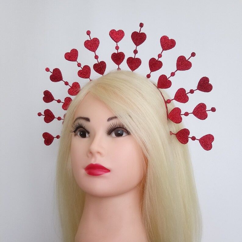 Valentine Day Red Heart Crown Glitter Holiday Headband | Etsy