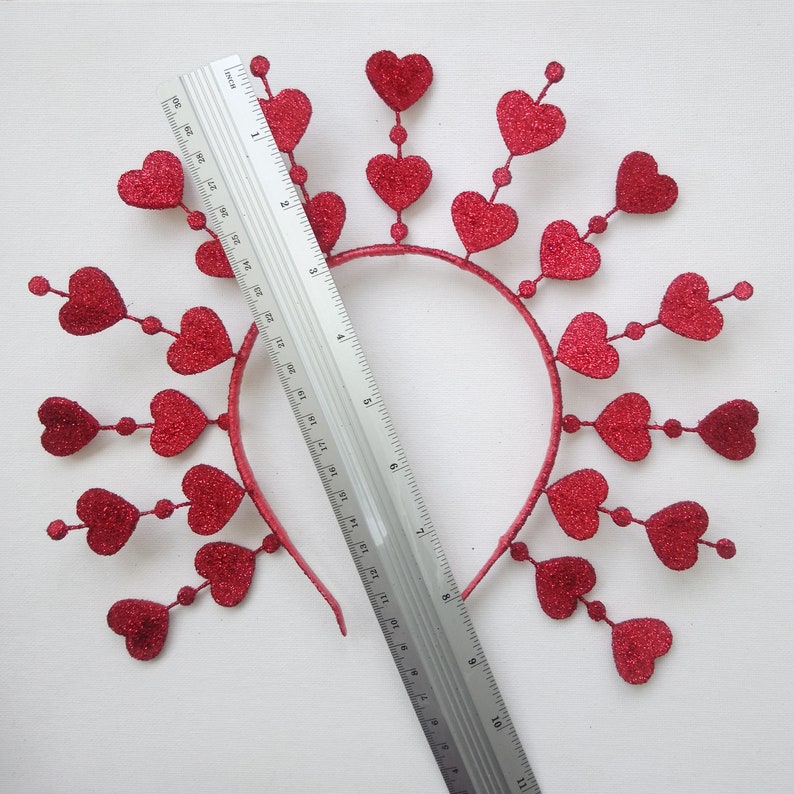 Valentine Day Red Heart Crown Glitter Holiday Headband | Etsy