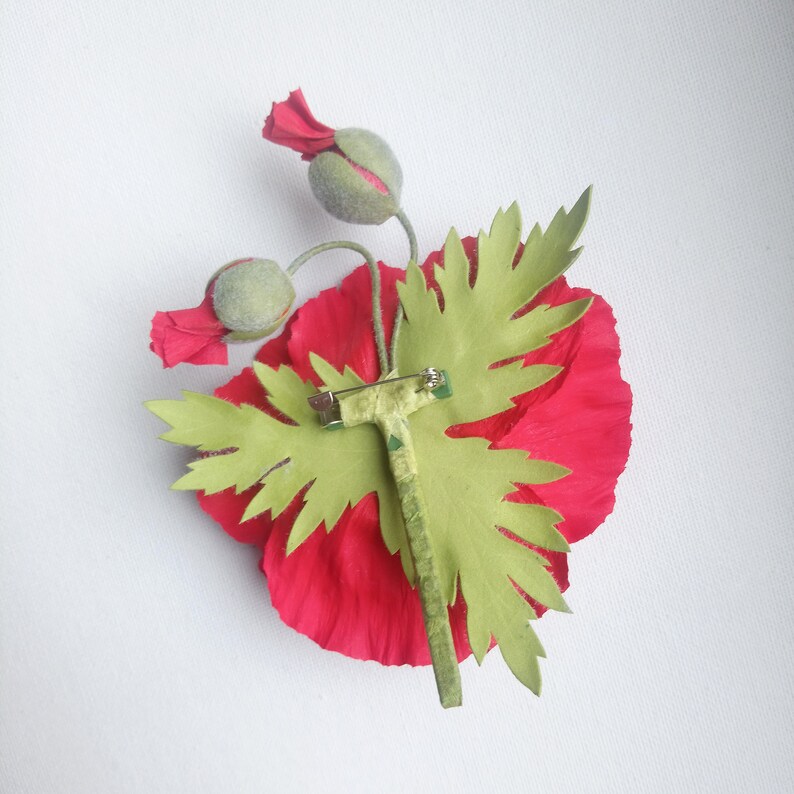Red poppy brooch Realistic red poppy flower brooch Summer | Etsy