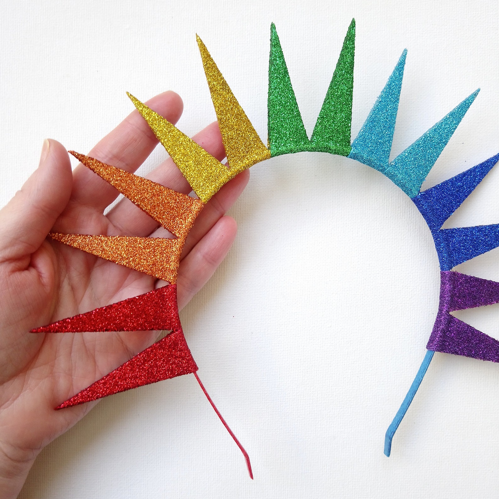 Rainbow Glitter Headband Holiday Halo Crown Halloween - Etsy