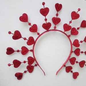 Valentine Day Red Heart Crown Glitter Holiday Headband | Etsy