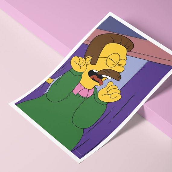 The Simpsons A4 Print Ned Flanders Purple Drapes | Etsy