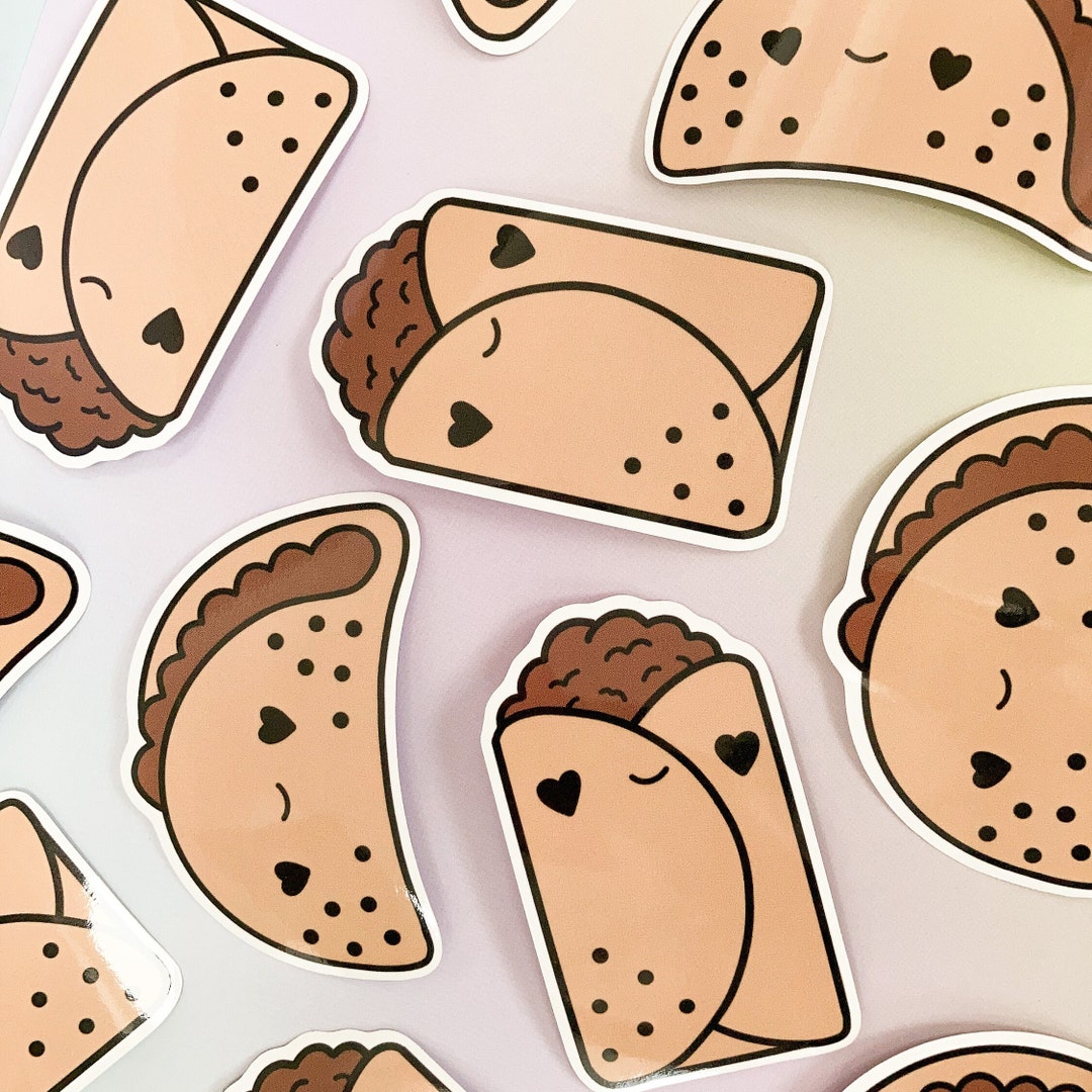 Taco And Burrito Vinyl Stickers Kawaii Stickers Die Cut Etsy