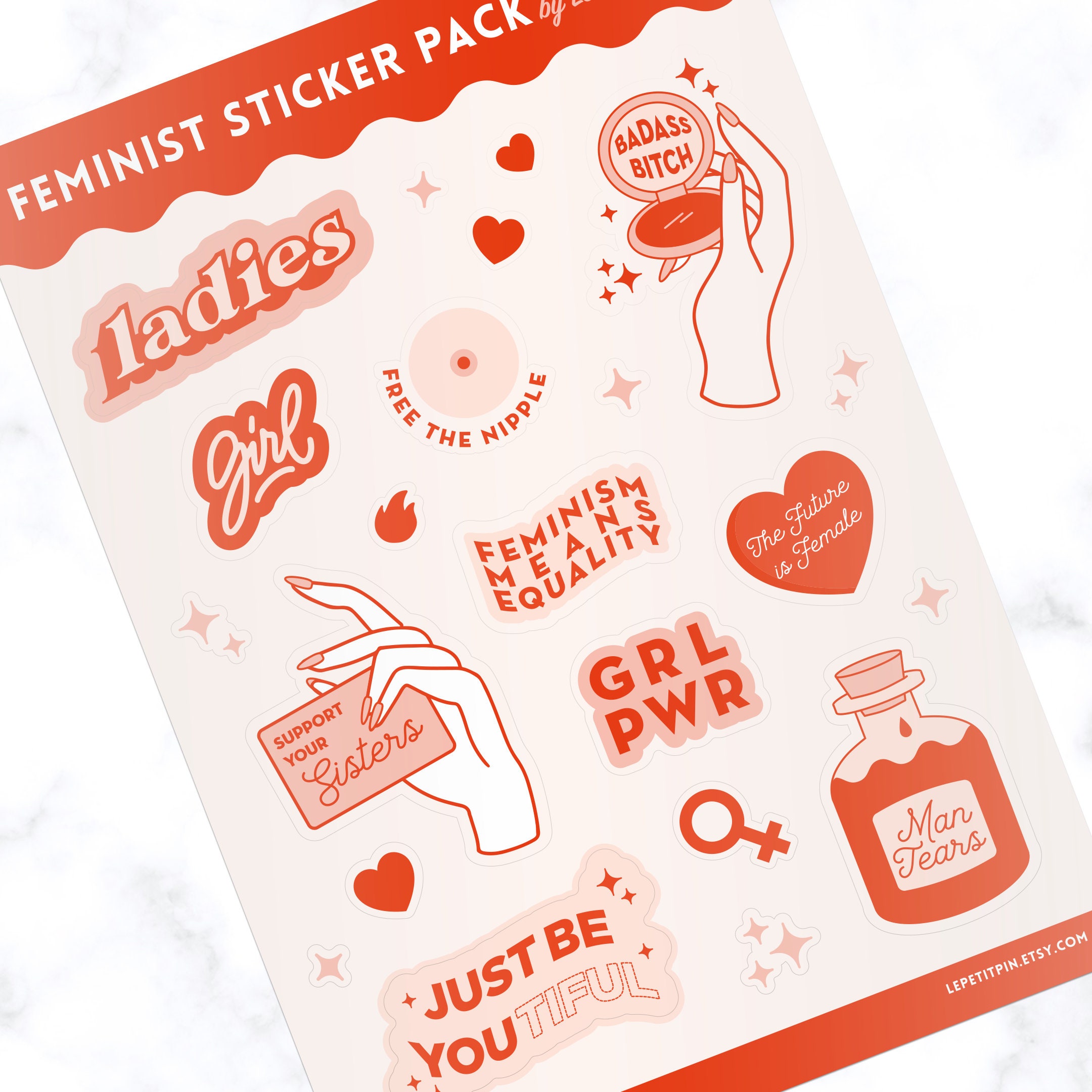 A6 Feminist Sticker Sheet Funny Vinyl Stickers Cute | Etsy