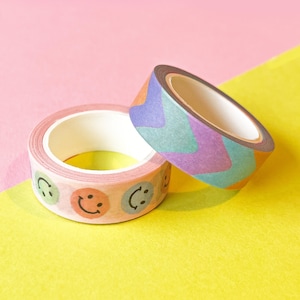 Smiley Face Washi Tape | Illustrated Multicolour Smiley Pattern | Paper ...