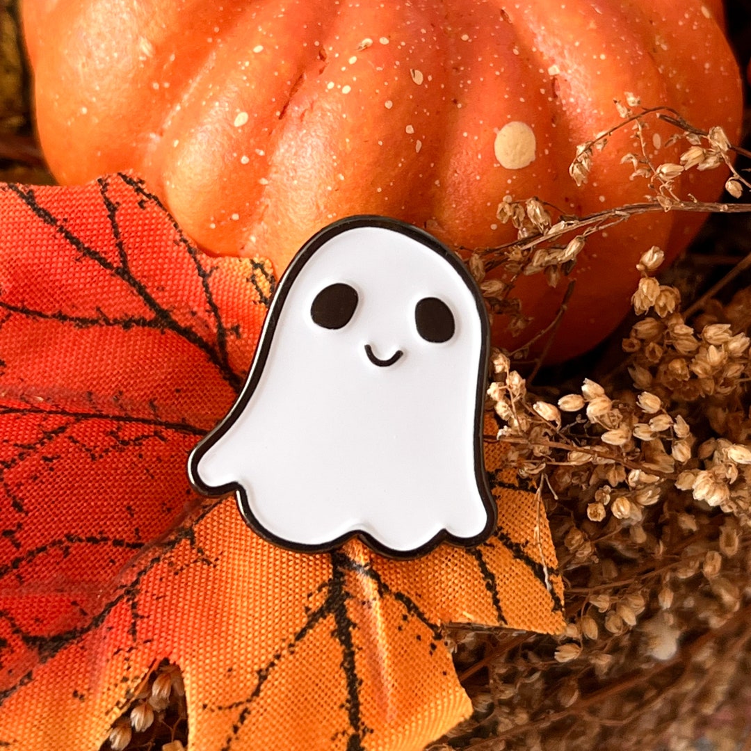 Ghostie | Ghost Enamel Pin | Cute Black and White Enamel Pin | Halloween Enamel Pins | Gothic ...