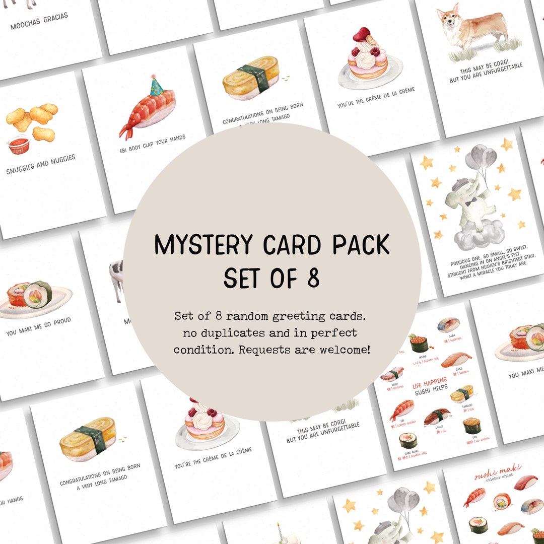 Mystery Pack Cards | Set of 8 | Assorted Greeting Cards | Grab Bag ...